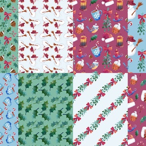 Christmas Digital Papers, Seamless Patterns, Winter Background ...
