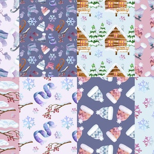 Winter Digital Papers, Christmas Digital, Winter Patterns, Xmas ...