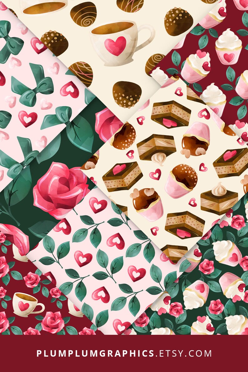 Valentines Digital Papers, Valentines Pattern, Heart Seamless, Seamless ...