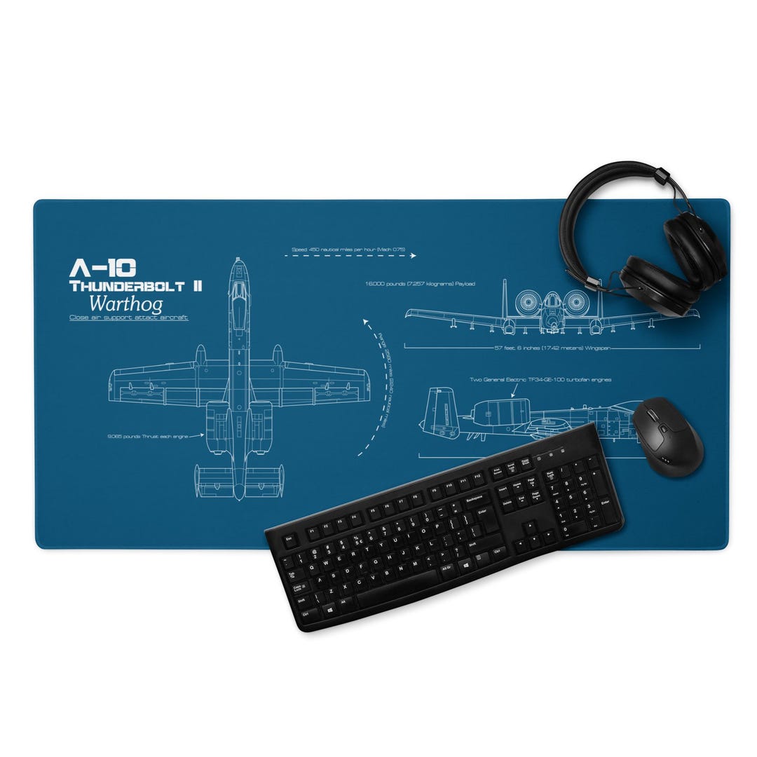 A-10 Warthog Blueprint Desk Mat – Aviation Gaming Mouse Pad (36x18) - Etsy