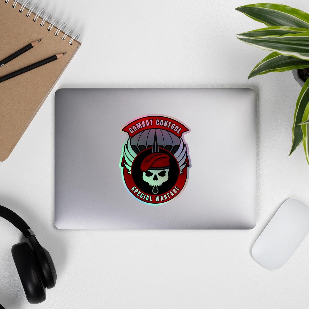 USAF Combat Control Holographic Sticker – Red Beret Skull Wings Crest ...