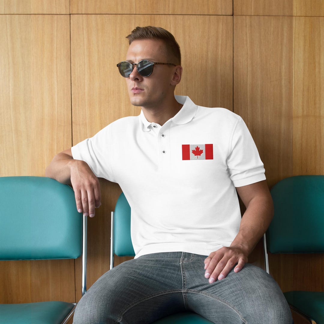 Embroidered Canadian Flag Men's Polo Shirt - Etsy