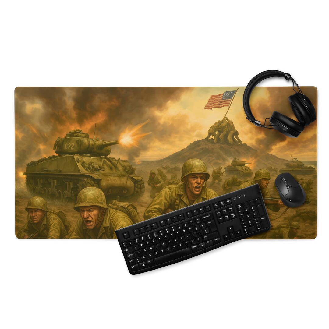 Iwo Jima Marines Assault Gaming Mouse Pad – WWII Military History Art ...