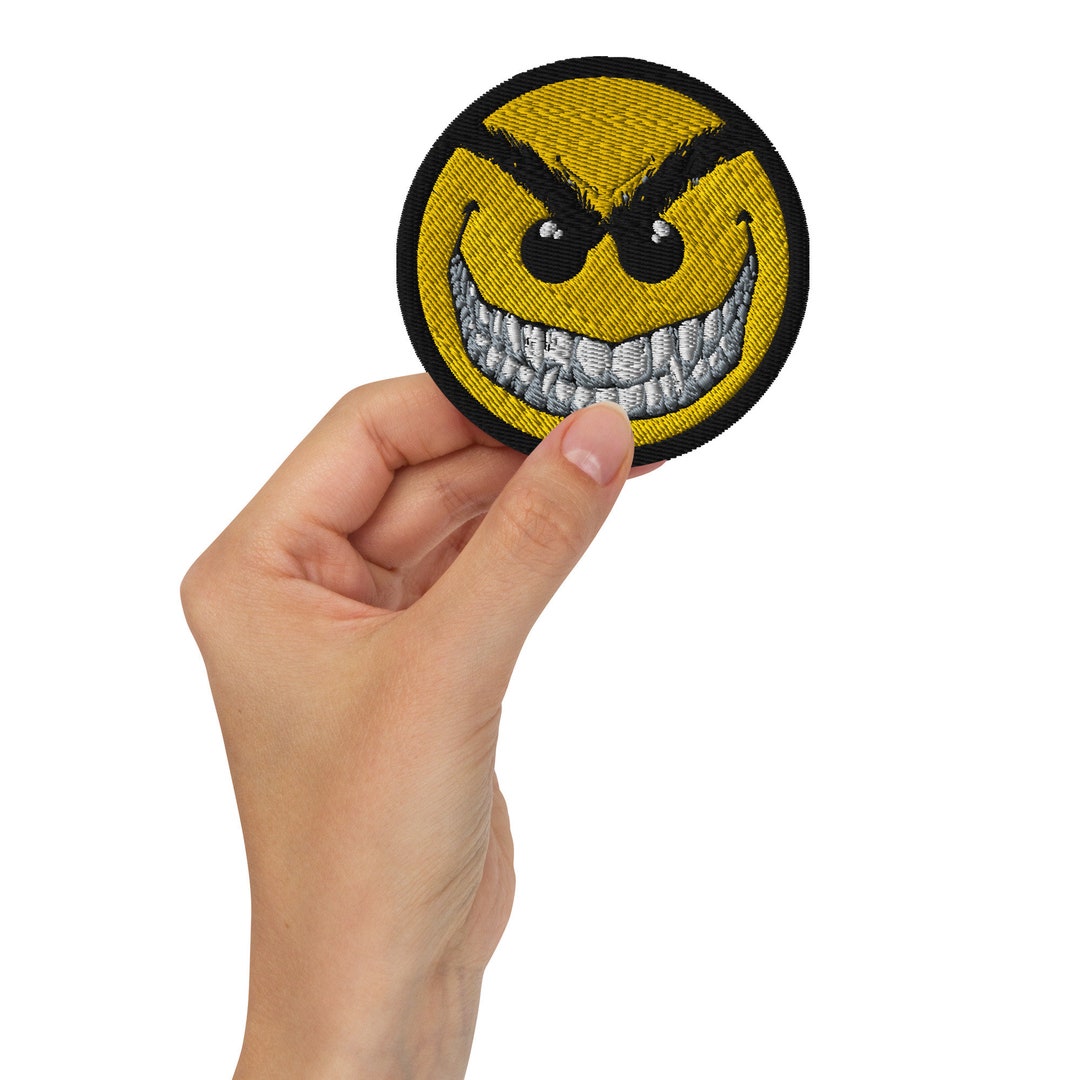 Monster Smiley Face Embroidered Patches - Etsy