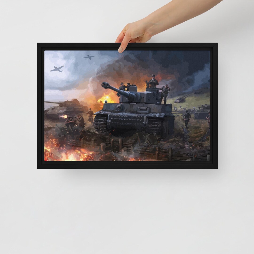World War II Tiger Tank Battle Framed Canvas - Etsy