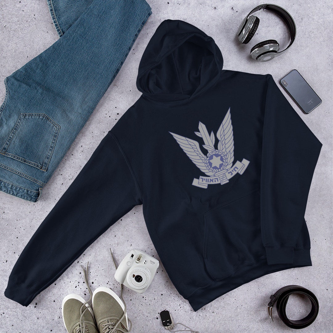 Israeli Air Force Hoodie – IDF Air Unit Emblem, Unisex Military Badge ...