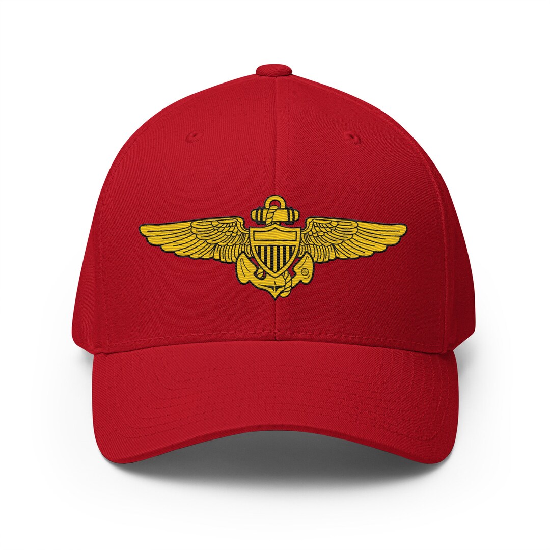 Naval Aviator Aviation Wings Embroidered Flexfit Structured Twill Cap ...