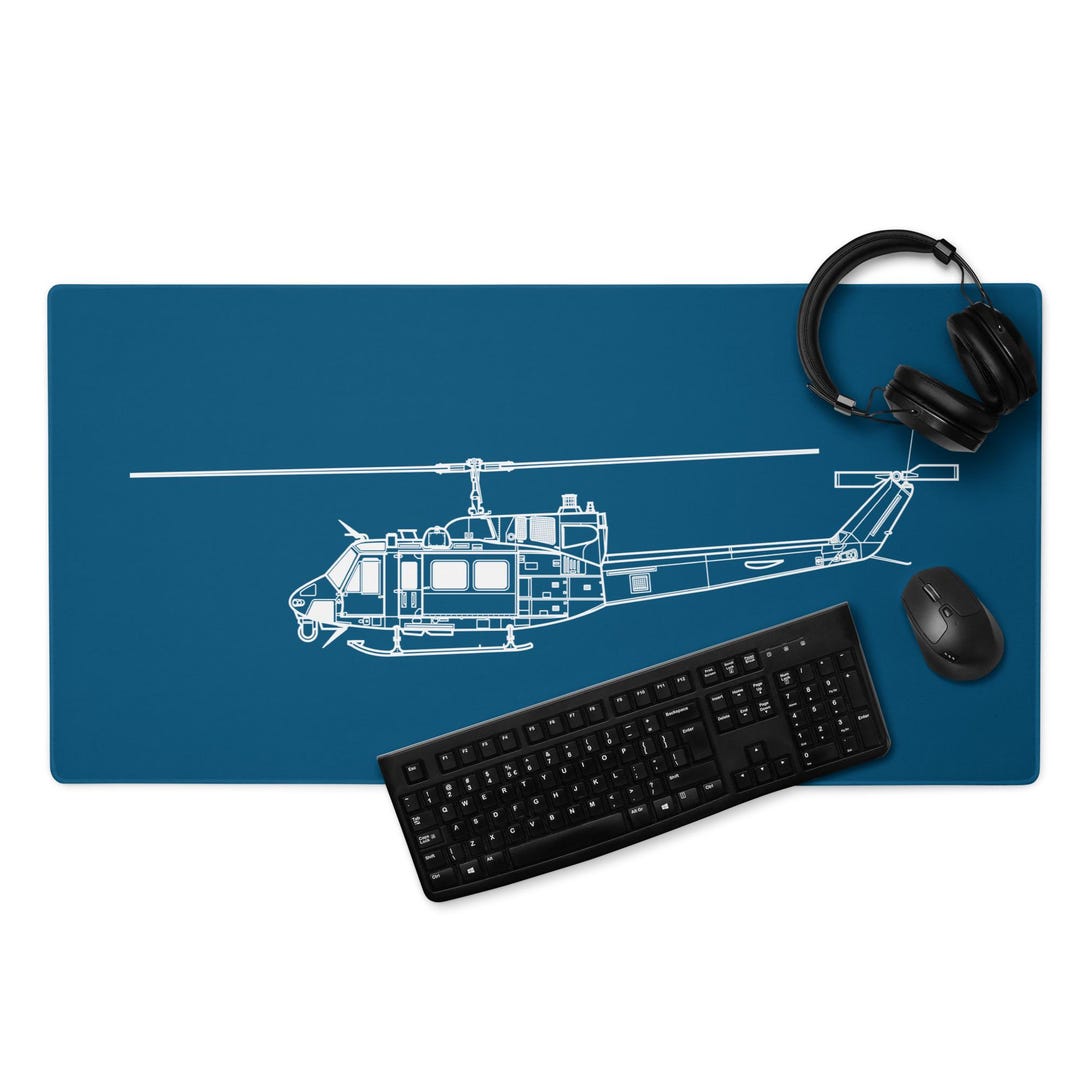 Bell UH-1N Twin Huey (model 212) Blueprint Extended Desk Mat — 36×18 ...