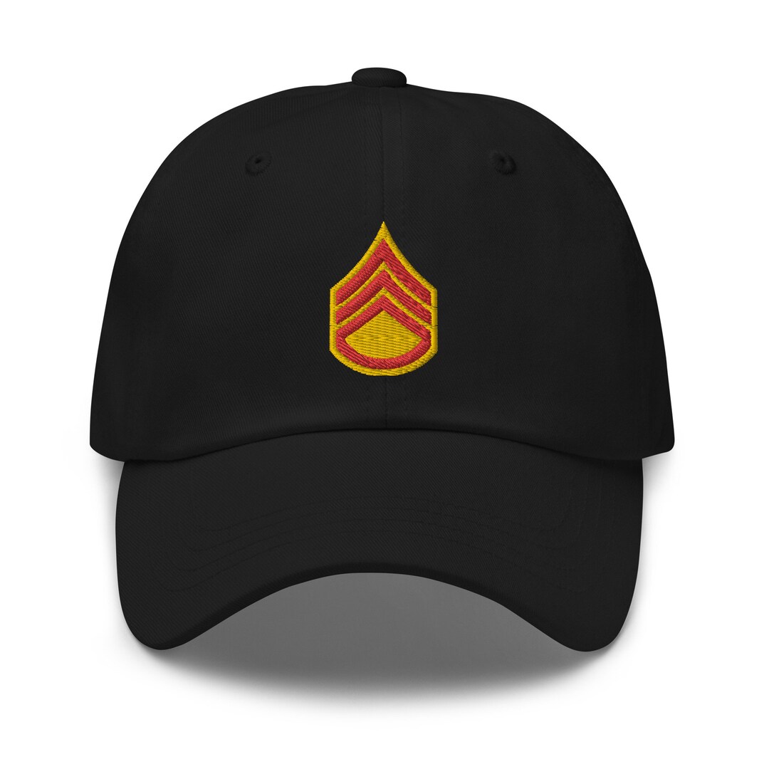 Staff Sergeant Stripes Red and Gold Military or Police Embroidered Dad ...
