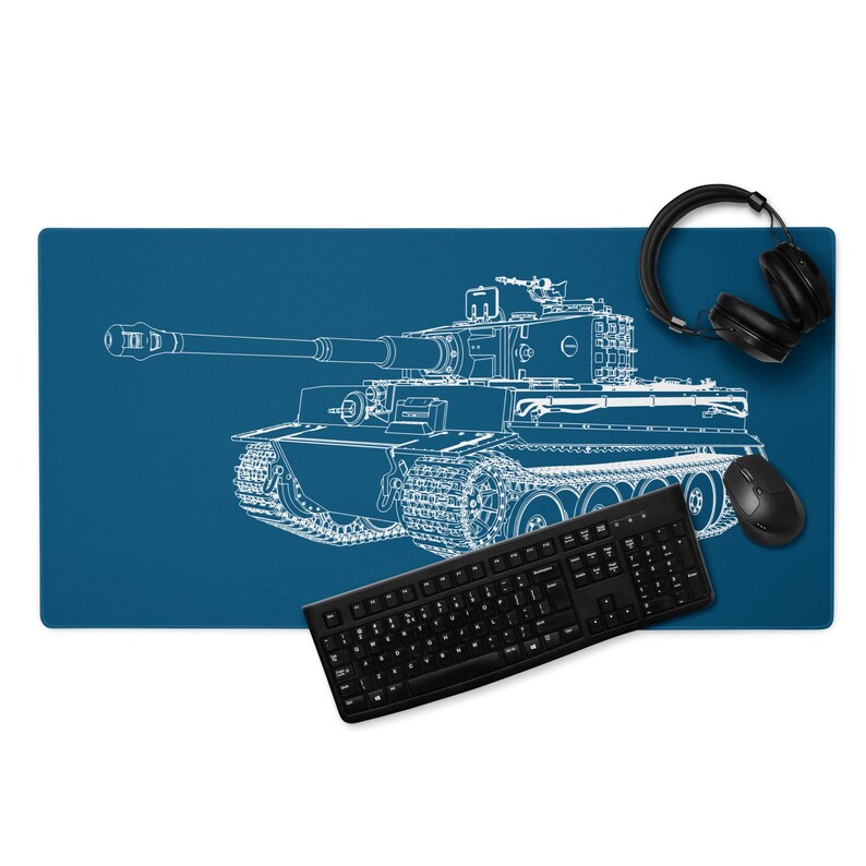 German Tiger Tank Blueprint Extended Desk Mat — Military Engineering ...