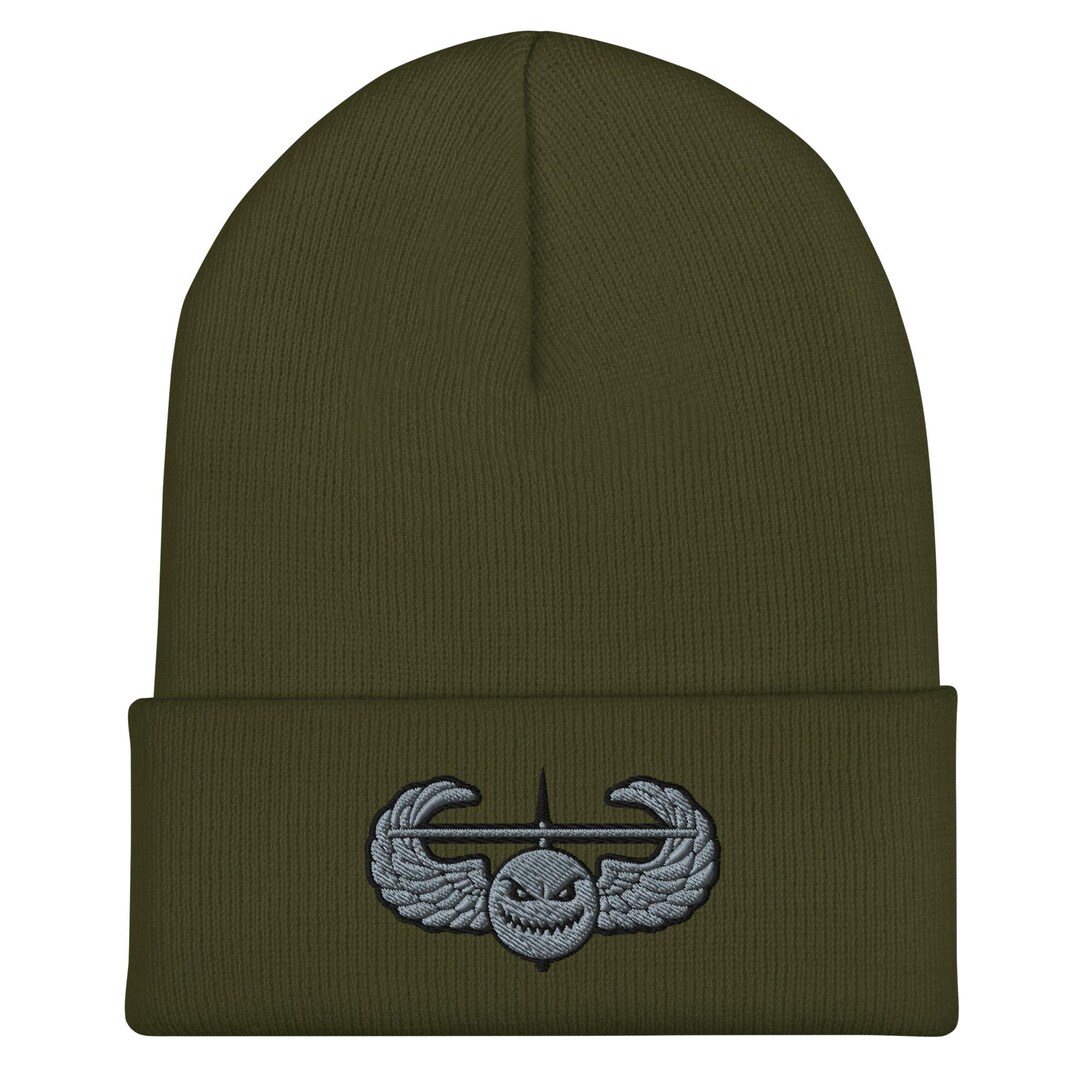 Air Assault Angry Face and Dagger Embroidered Cuffed Beanie - Etsy