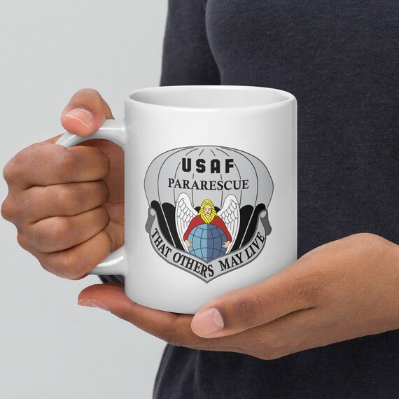 Usaf Pararescue Mug U. S. Air Force Pararescuemen P J Badge Over