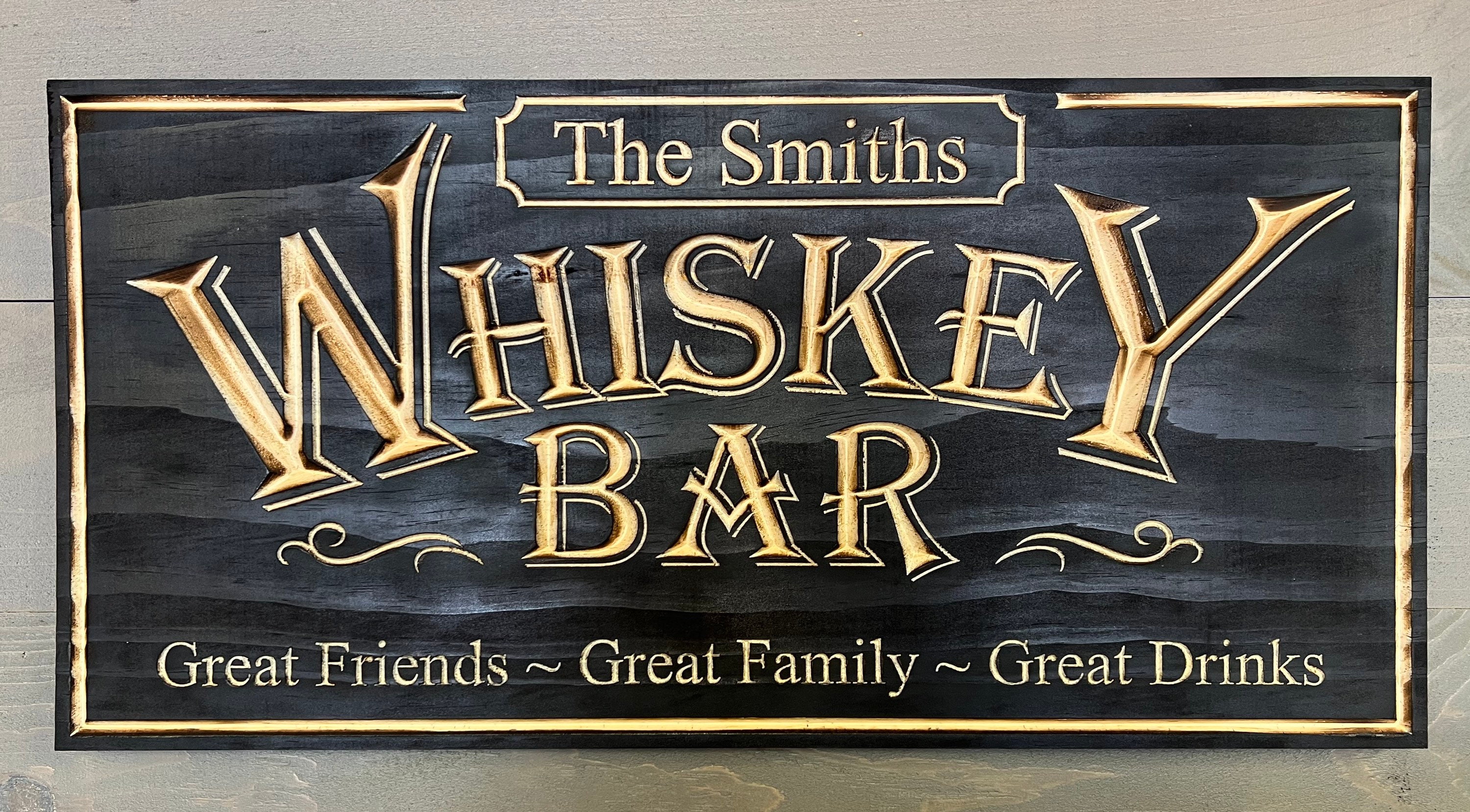 WOOD SIGN Whiskey Bar Custom Engraved Personalized Name Man - Etsy