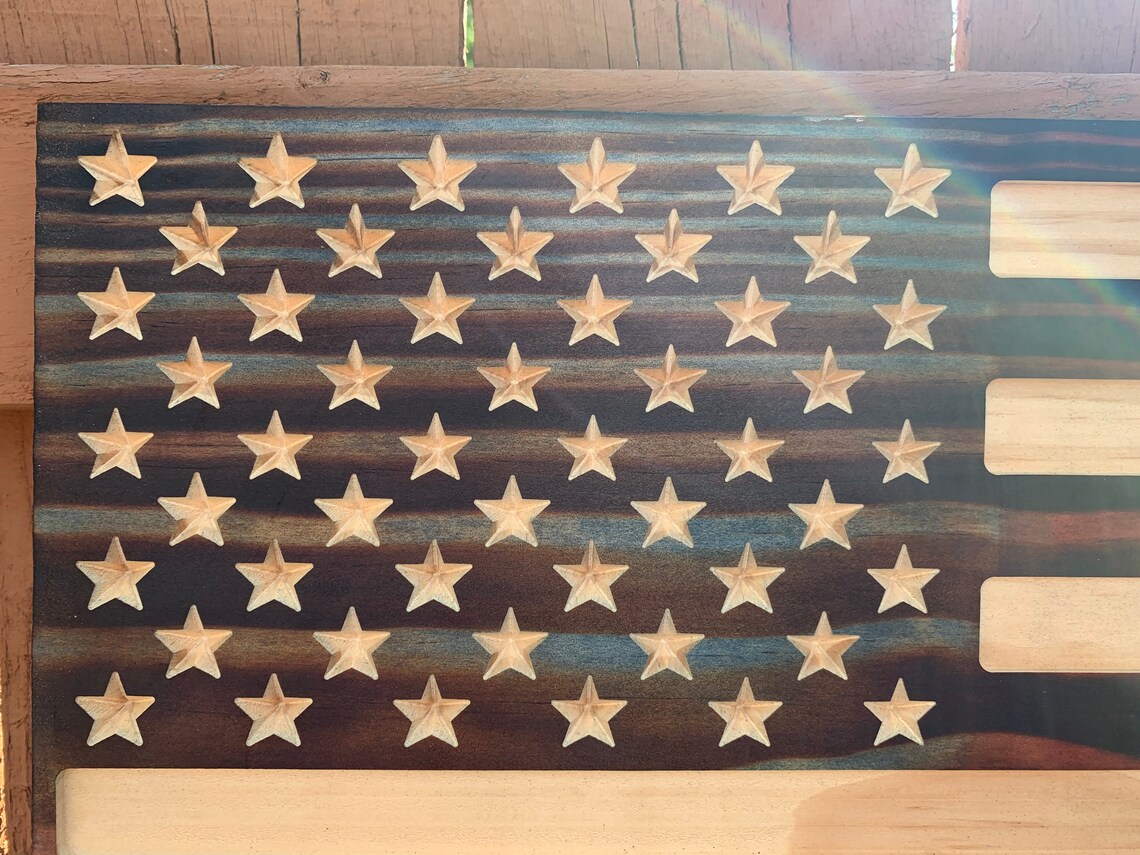 WOOD FLAG Rustic American Flag Custom Made From Pine Wood - Etsy