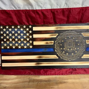 Rustic Wooden FBI Thin Blue Line Flag - Custom Made - Etsy