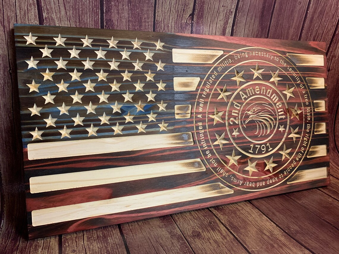 Rustic 2nd Amendment American Wooden Flag Custom Made From - Etsy