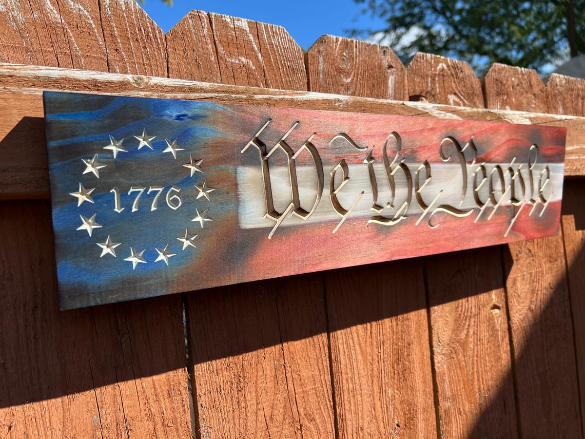 Rustic Wooden Betsy Ross American Flag Sign: 1776 We the People - Etsy