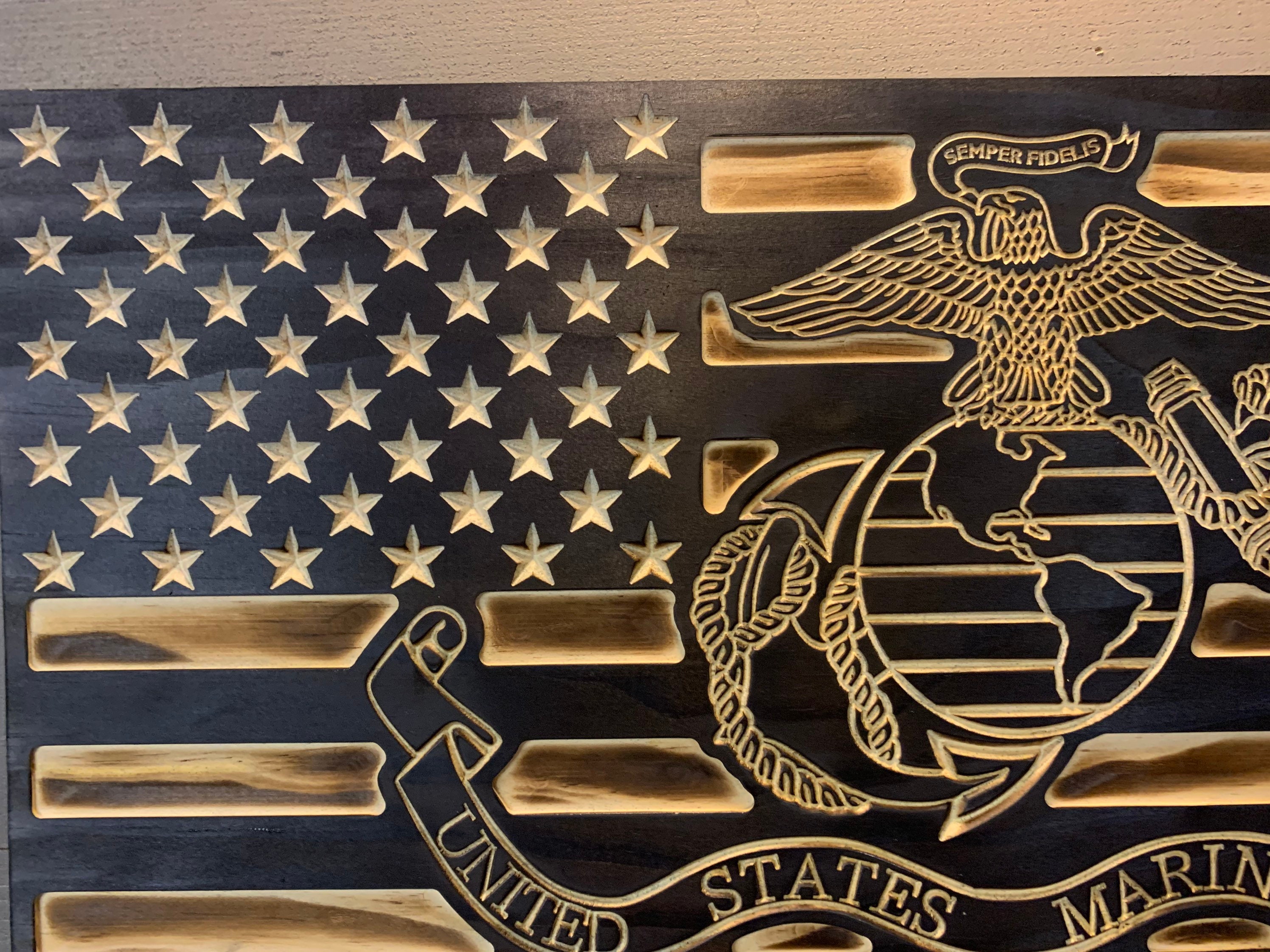 Black Burnt Rustic United States Marine EGA Flag Custom Made - Etsy