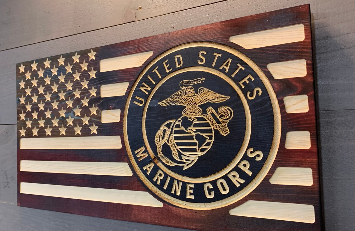 Rustic Wooden American Flag: Marine EGA Wall Decor - Etsy
