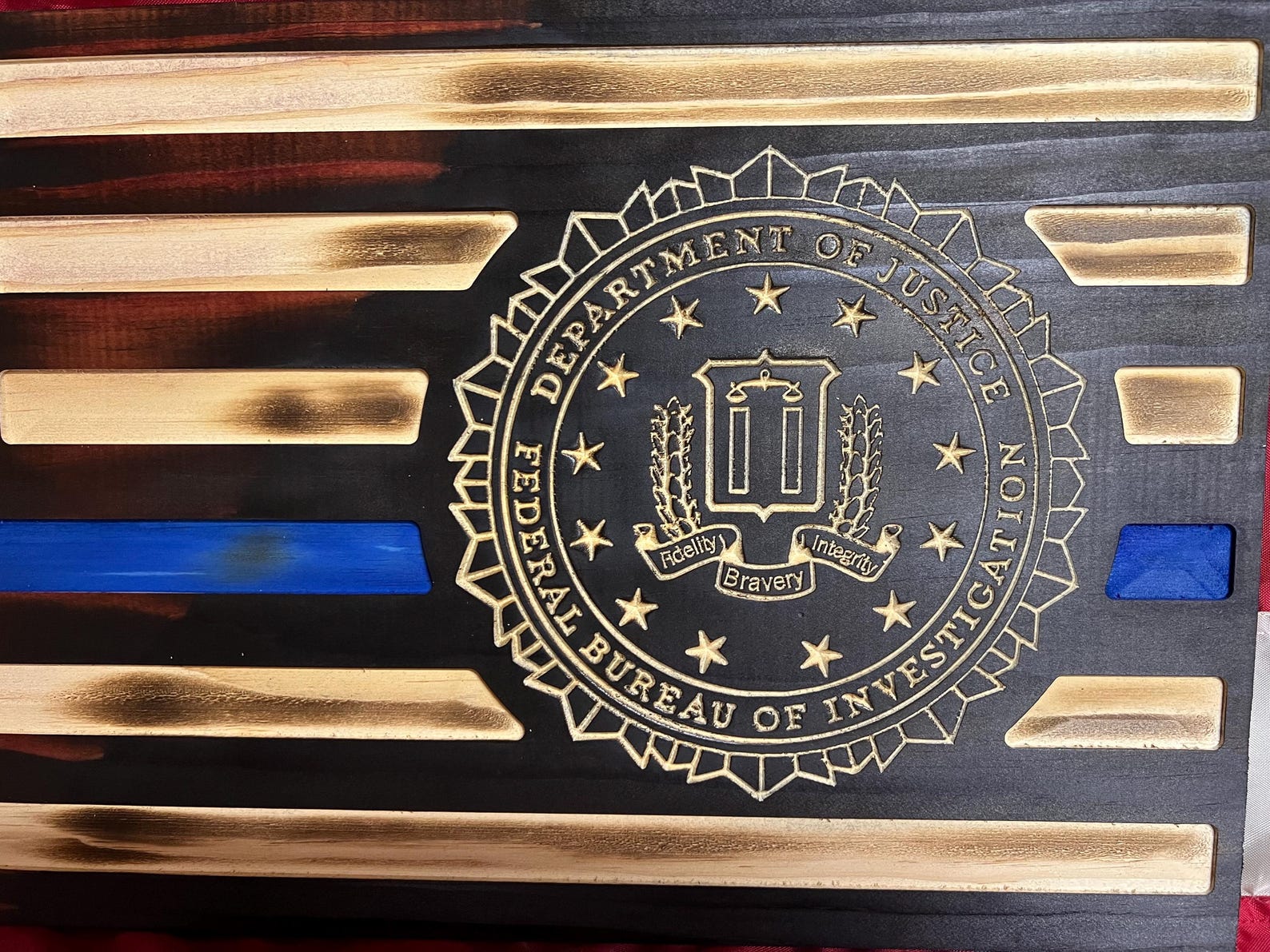 Rustic Wooden FBI Thin Blue Line Flag - Custom Made - Etsy