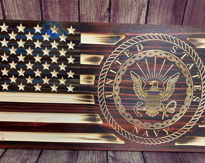Department of the Navy Flag 3D Wavy Wood Flag 23 X 11 Personalized Navy ...