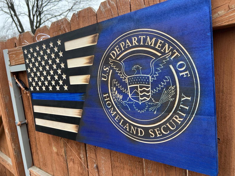 Rustic Wooden DHS Department of Homeland Security - Wood Flag - Law ...