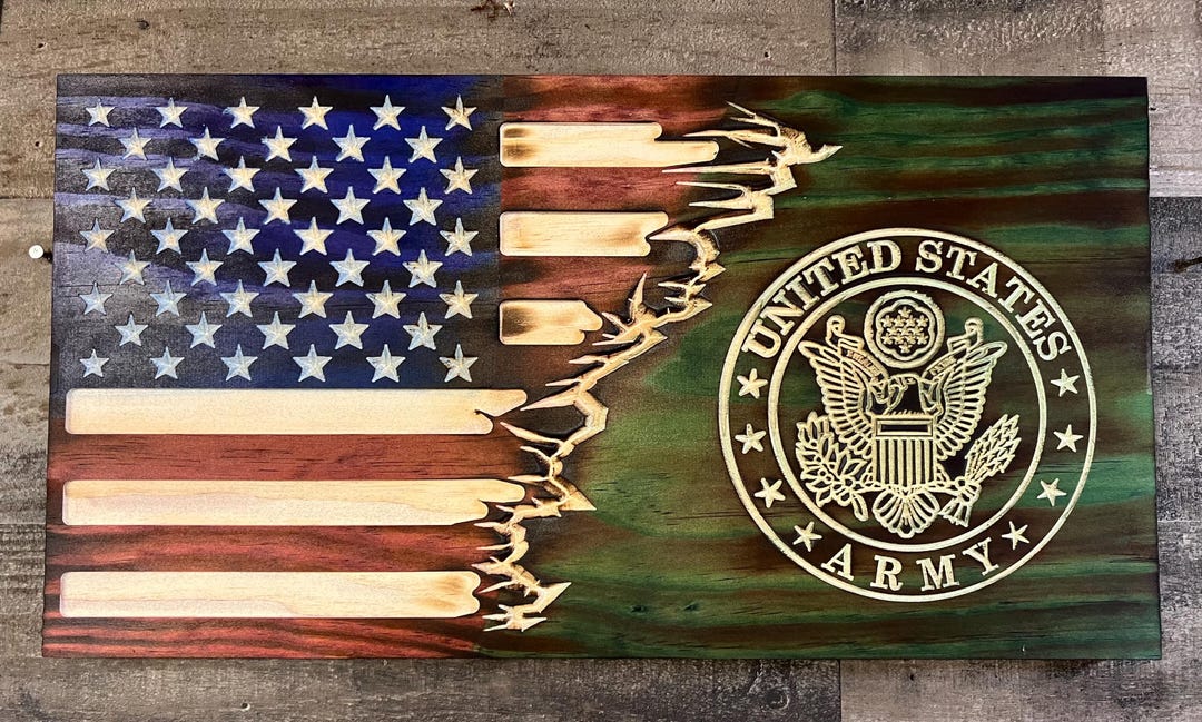 Rustic Wood American Flag With US Army Official Seal: American Made ...