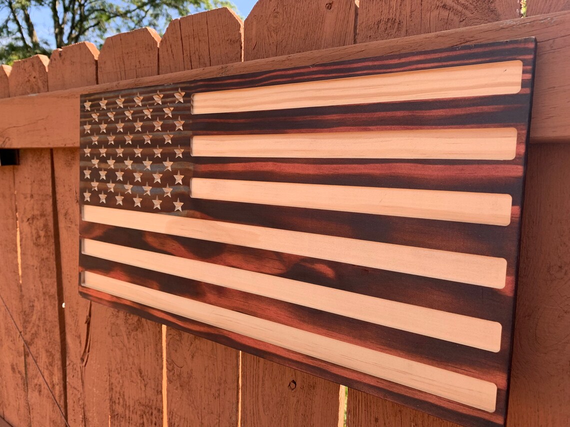 WOOD FLAG Rustic American Flag Custom Made From Pine Wood - Etsy