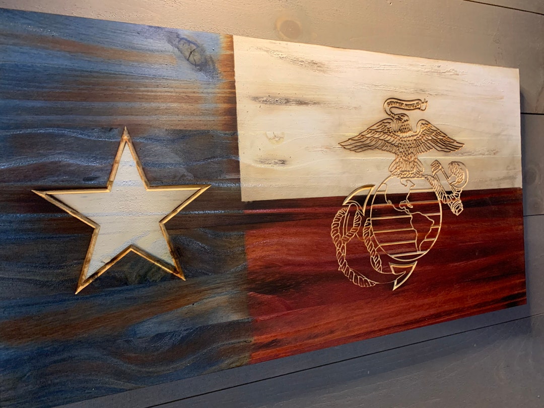 Rustic Burnt Texas EGA Marine Flag. Custom Made Buy With Confidence ...