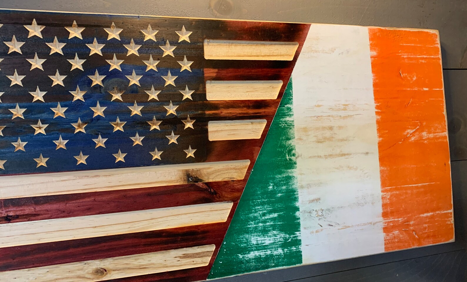 Rustic Irish & American Unity Flag Custom Made From Pine Wood - Etsy