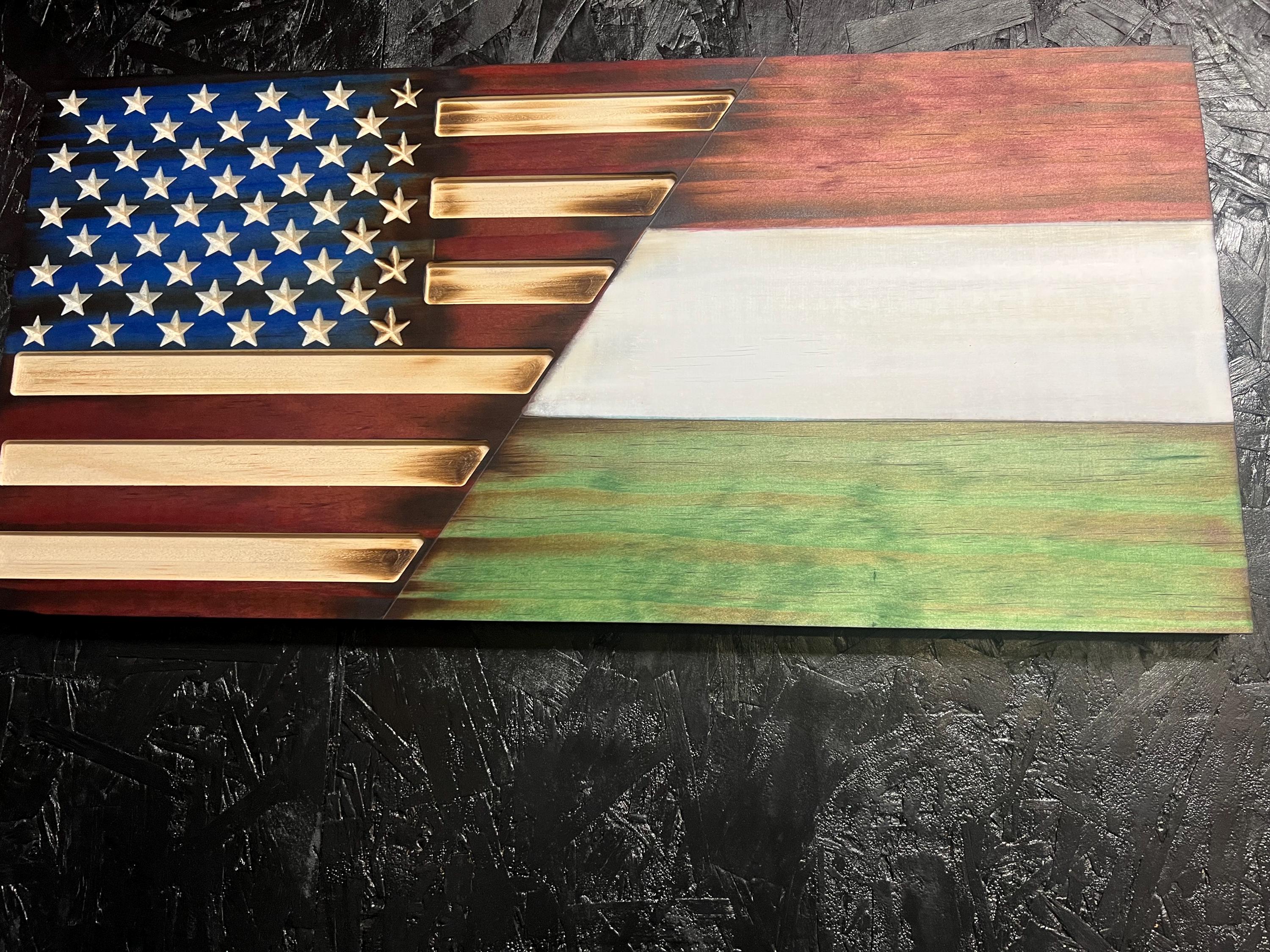Rustic Wooden Hungarian American Unity Flag Made From Wood. Buy With ...
