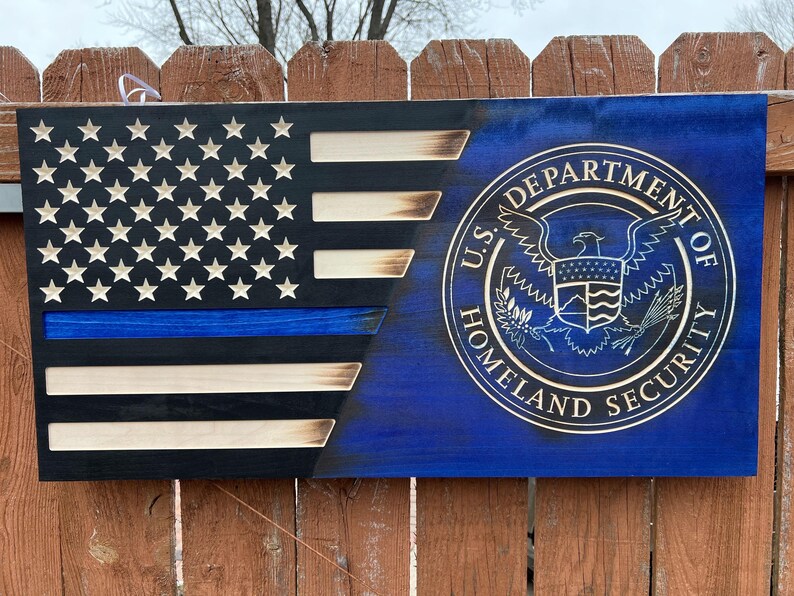 Rustic Wooden DHS Department of Homeland Security - Wood Flag - Law ...