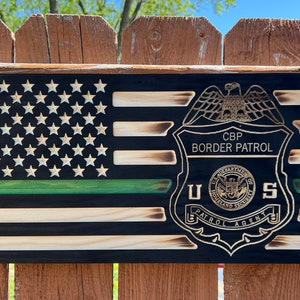 Wood Flag Customs and Border Protection CBP Green Line Flag - Celebrate ...
