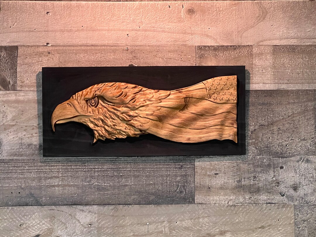 Rustic American Bald Eagle Flag 3d Engraved Custom Made 100% Made in ...