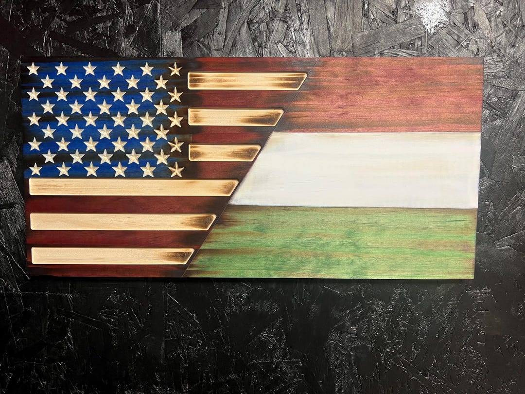 Rustic Wooden Hungarian American Unity Flag Made From Wood. Buy With ...