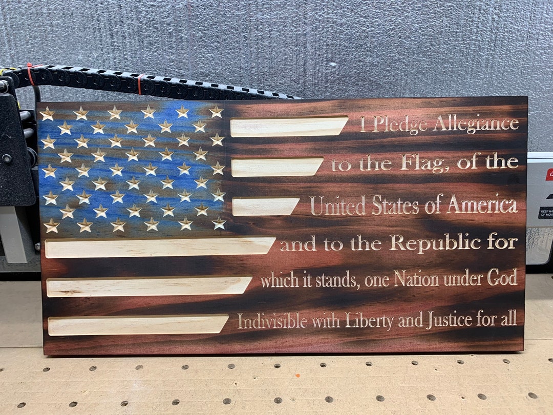 Wooden Rustic Pledge of Allegiance American Flag Custom Made Wood Flag ...