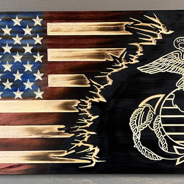 Wood Us Marine Flag - Etsy