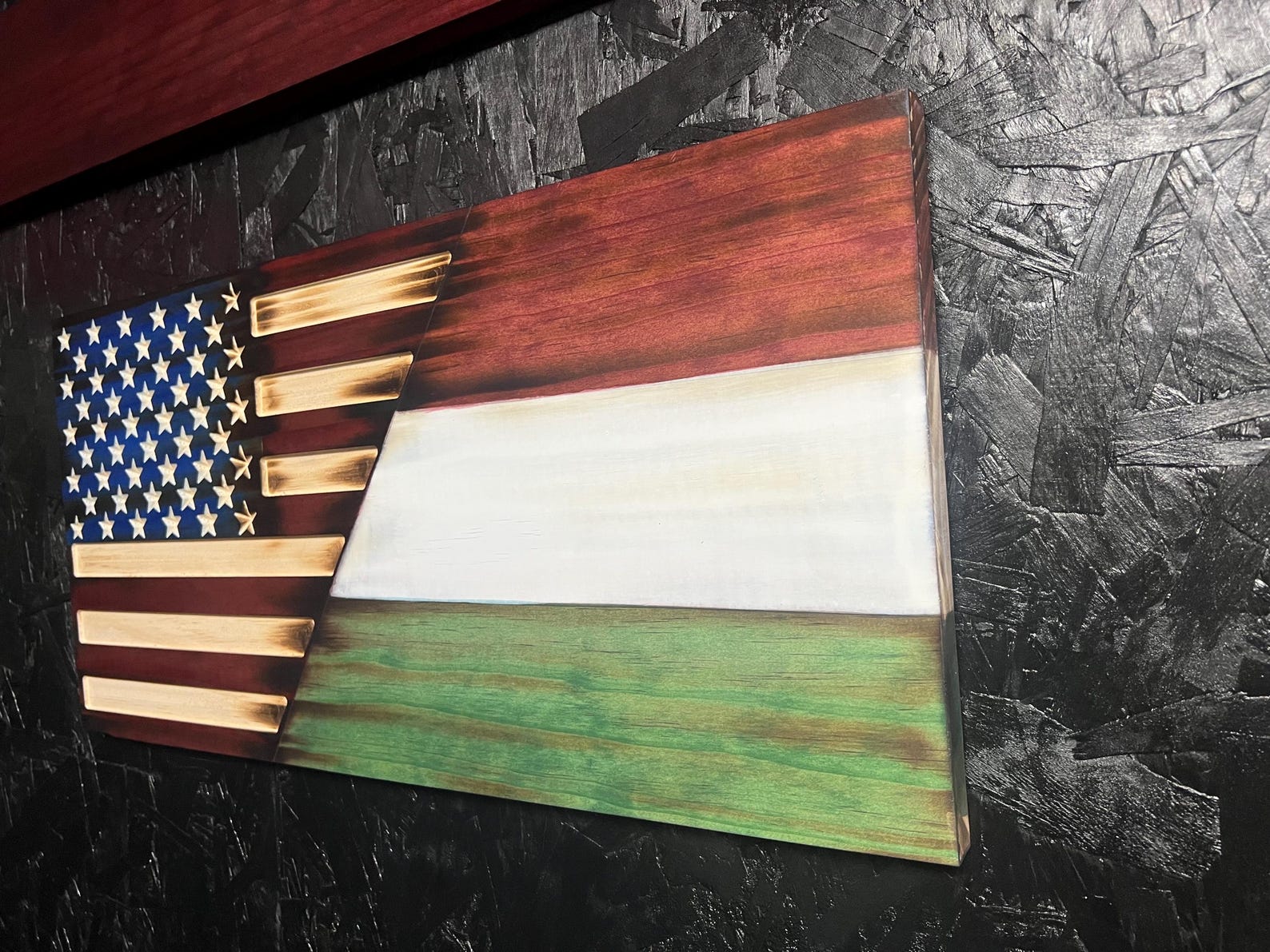Rustic Wooden Hungarian American Unity Flag Made From Wood. Buy With ...