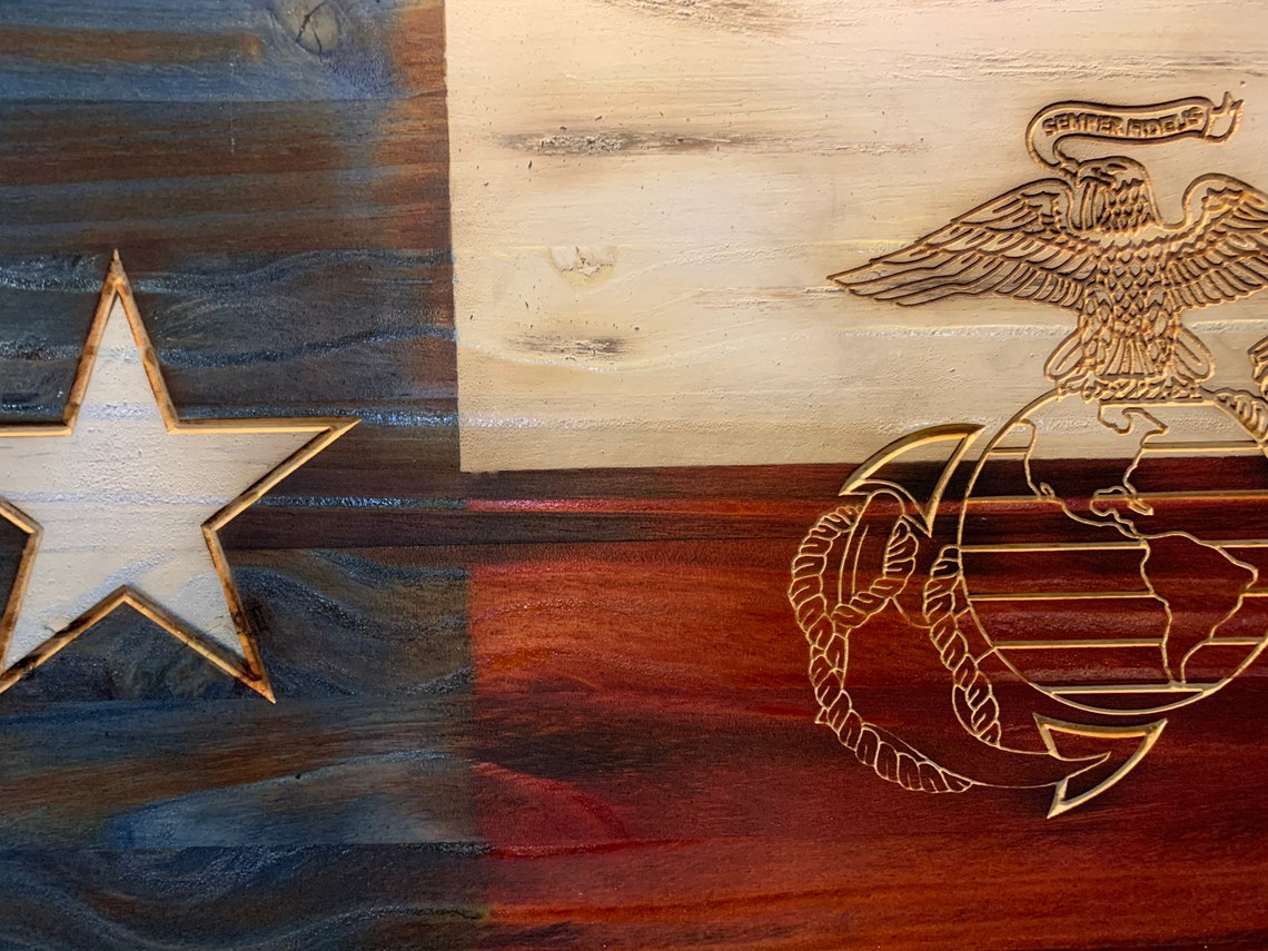 Rustic Burnt Texas EGA Marine Flag. Custom Made 12x23. Buy | Etsy