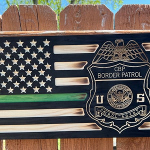 Wood Flag Customs and Border Protection CBP Green Line Flag Celebrate ...
