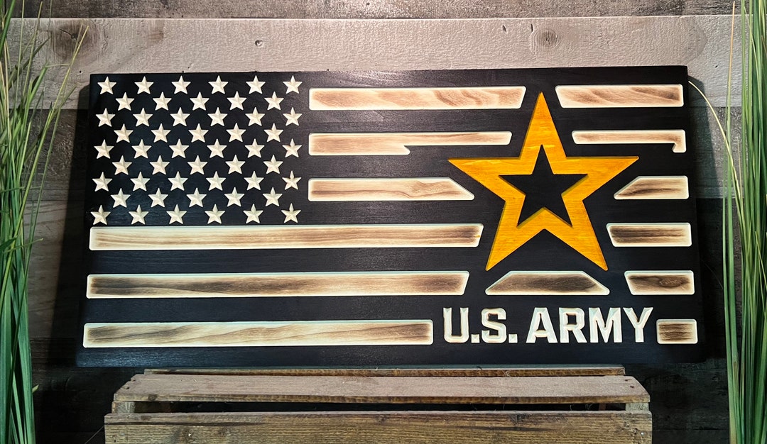 New Modern United States Army Logo Flag Custom Made. Wooden Army Flag ...