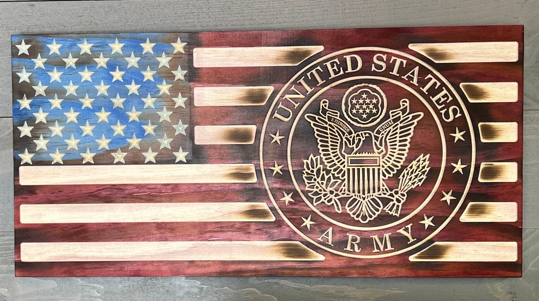 Rustic Wooden United States Army Flag: Customization Available - Wood ...