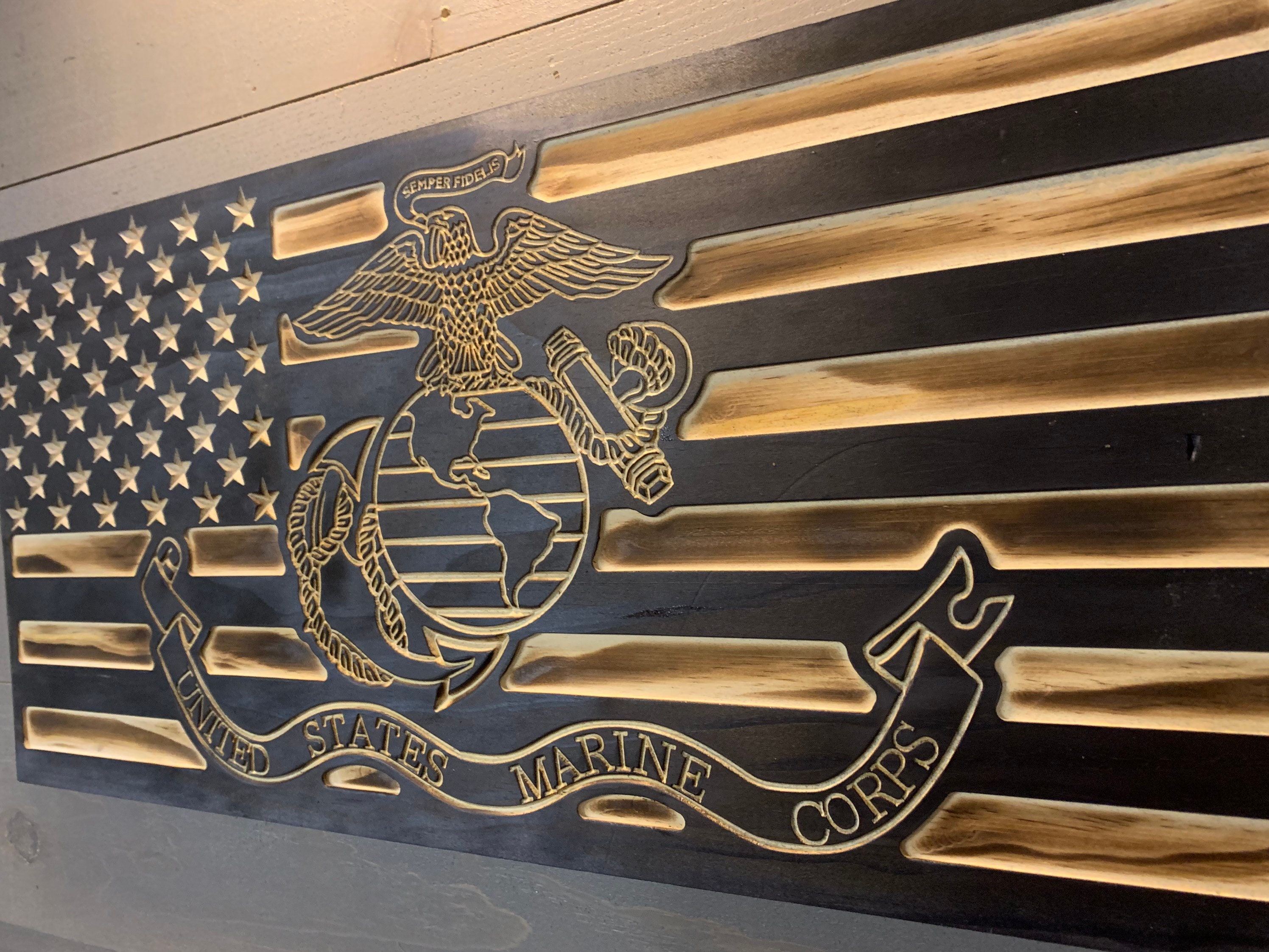 Black Burnt Rustic United States Marine EGA Flag Custom Made - Etsy
