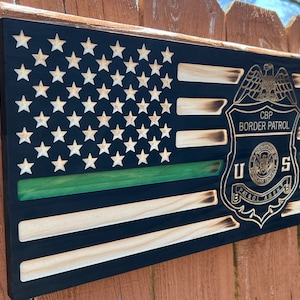 Wood Flag Customs and Border Protection CBP Green Line Flag - Celebrate ...