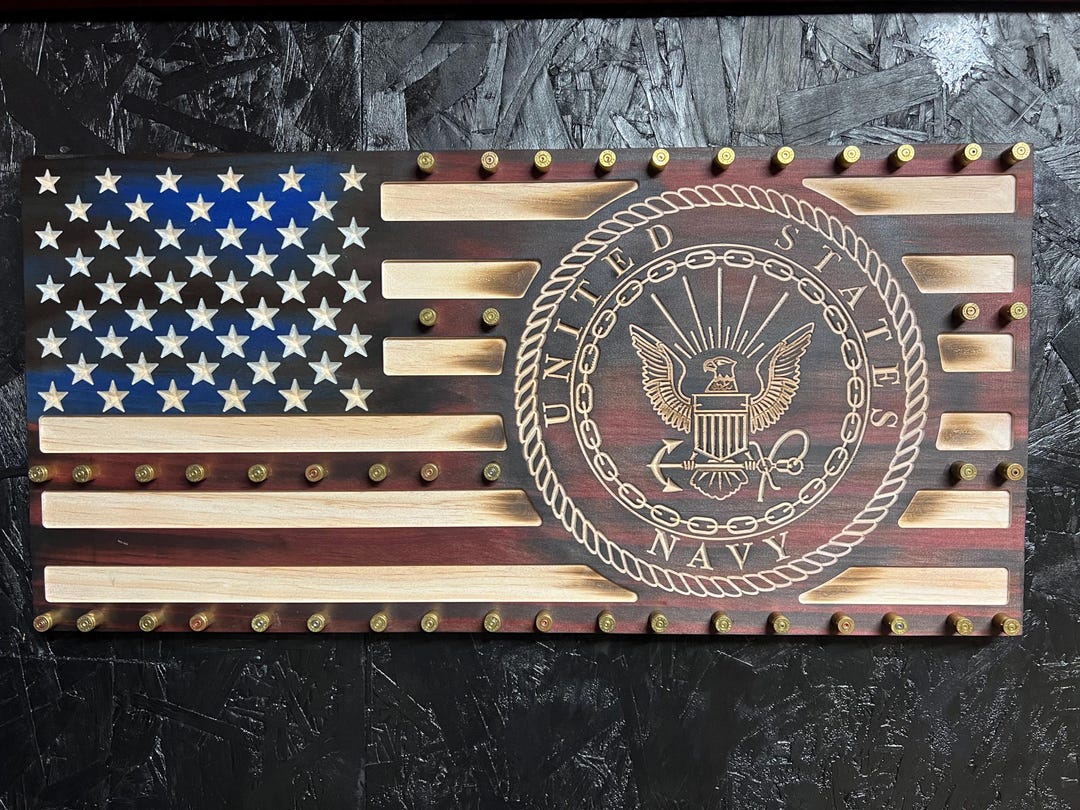 Rustic US Navy Challenge Coin Flag: 9mm Shell Casing Holder - Etsy