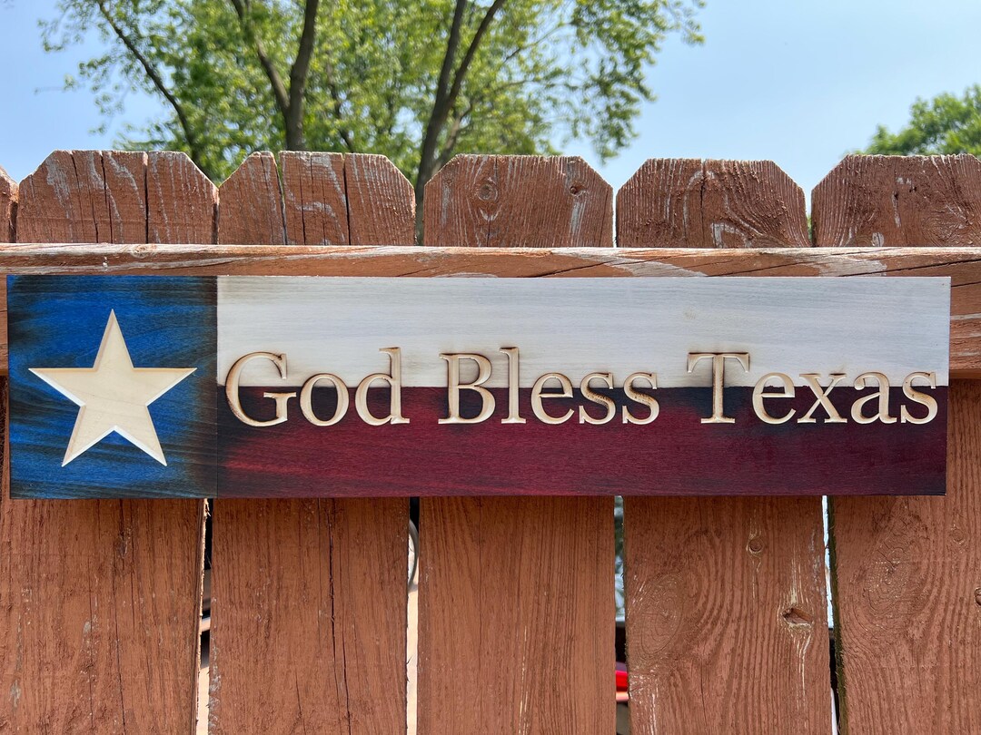 Rustic Wooden Texas Flag Street Sign: God Bless Texas - Wooden TX Texas ...
