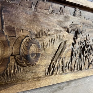 Rustic Wooden 3D Engraved Farm and Tractor Sign: Rustic Farmhouse Decor ...