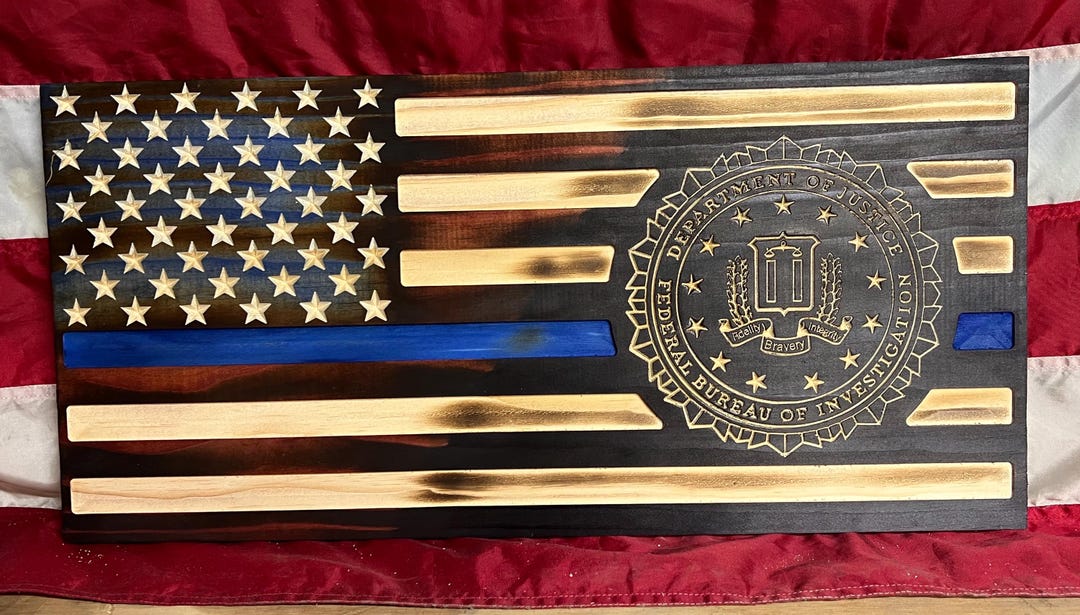 Rustic Wooden FBI Thin Blue Line Flag - Custom Made - Etsy
