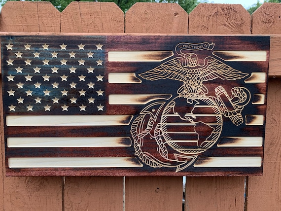 Rustic American Marine EGA Wooden Flag Custom Made From | Etsy
