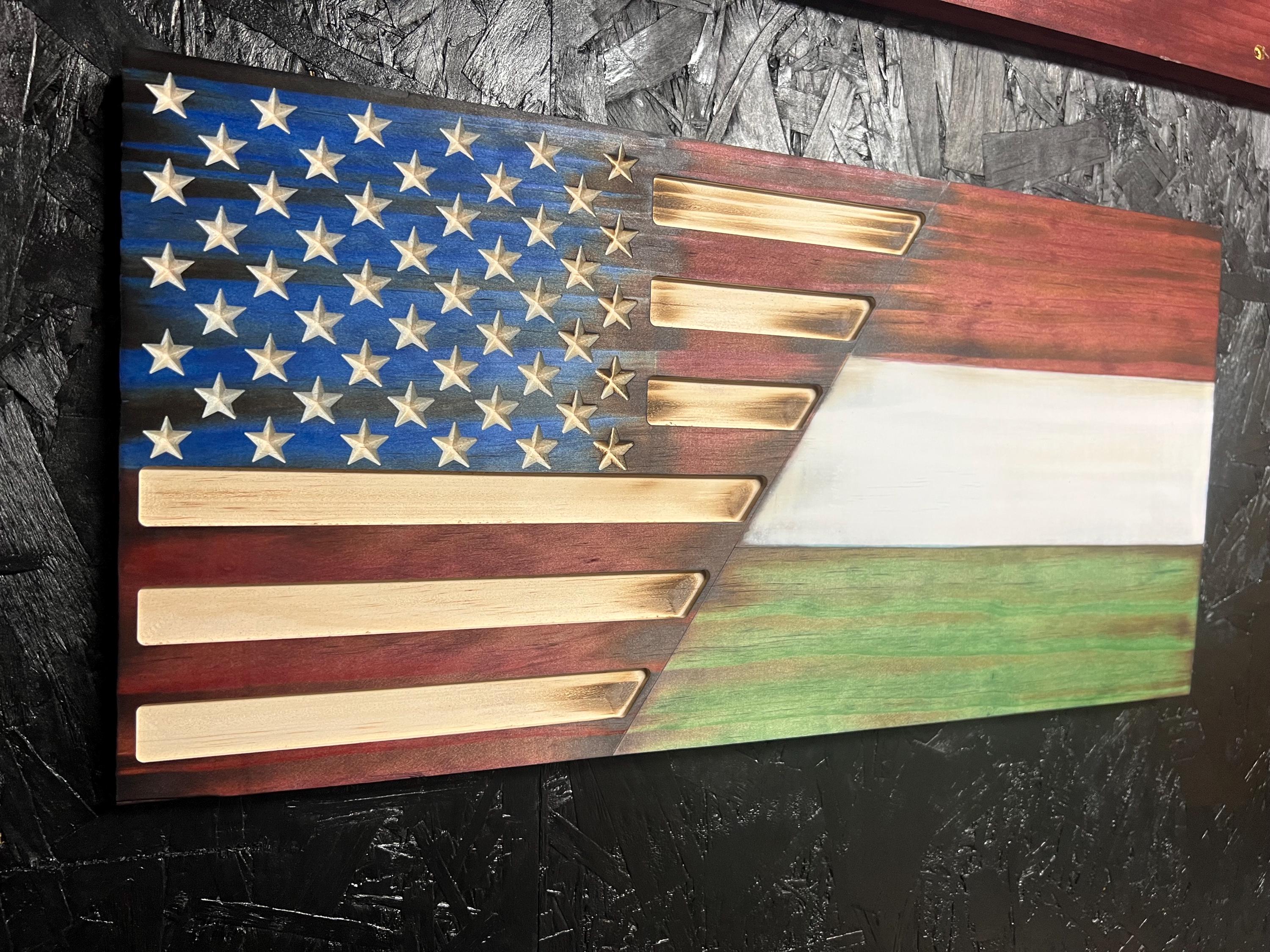 Rustic Wooden Hungarian American Unity Flag Made From Wood. Buy With ...